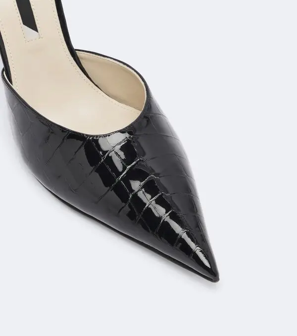 CHRISTEN Helix Croc-effect Patent Leather Mules