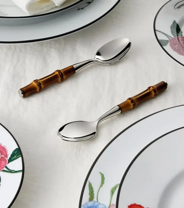 Gucci Set Of 2 Bamboo Stainless Steel Spoons