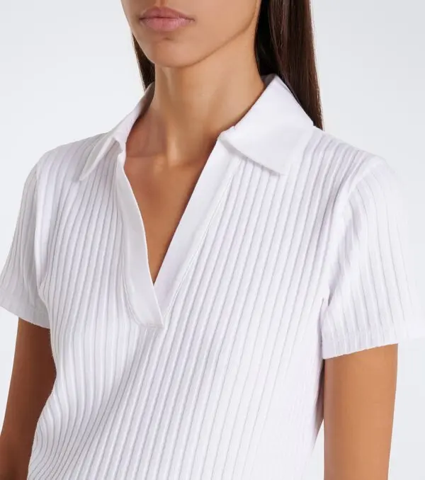 Vince Ribbed-knit Cotton-blend Polo Shirt