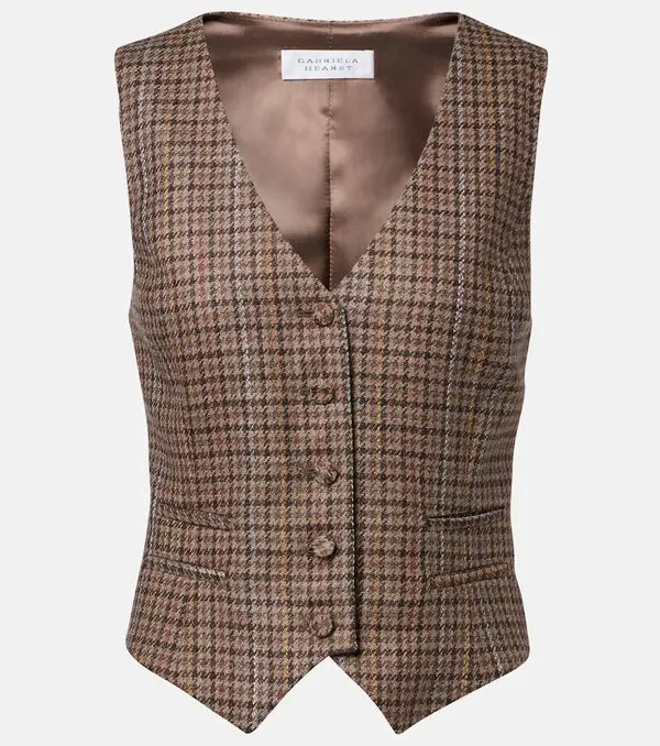 Gabriela Hearst Coleridge Houndstooth Wool And Silk Vest