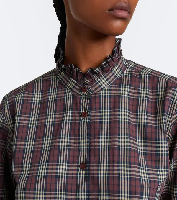 NILI LOTAN Elio Ruffled Checked Cotton Shirt