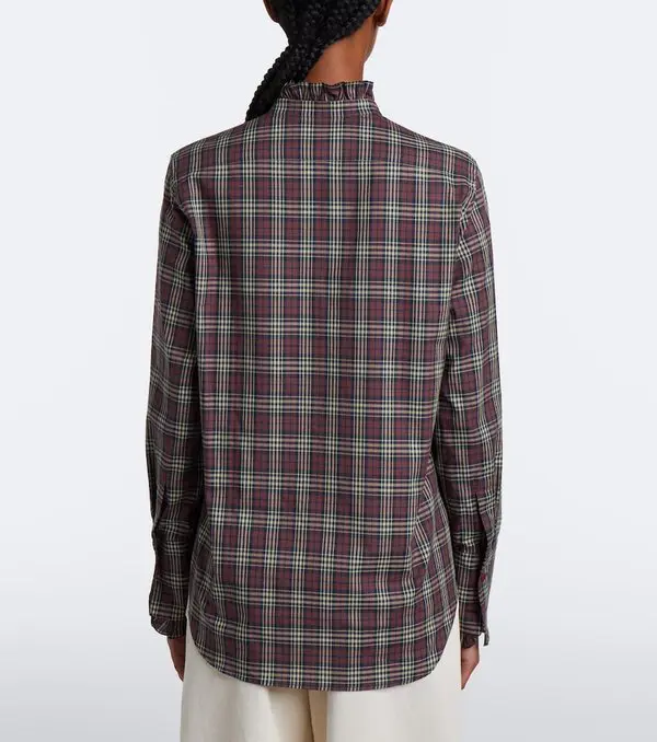 NILI LOTAN Elio Ruffled Checked Cotton Shirt