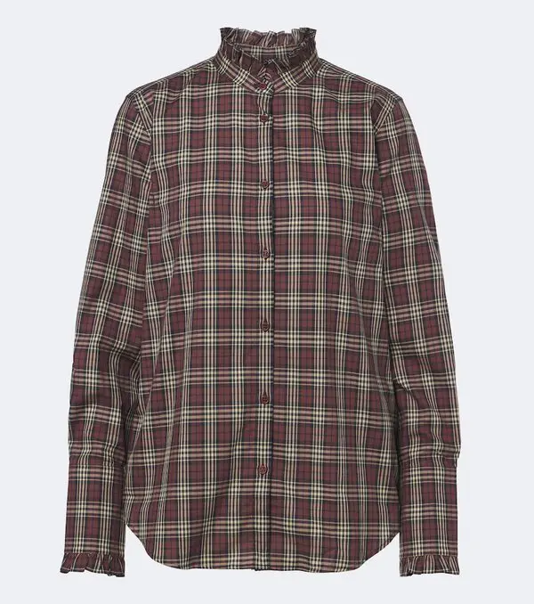 NILI LOTAN Elio Ruffled Checked Cotton Shirt - Multicoloured
