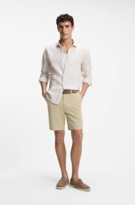 BOSS Modern-fit Shorts In Stretch-cotton Twill - Light Beige