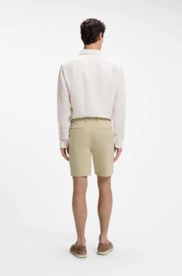 BOSS Modern-fit Shorts In Stretch-cotton Twill - Light Beige