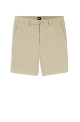 BOSS Modern-fit Shorts In Stretch-cotton Twill - Light Beige