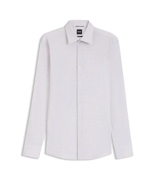 BOSS Printed Slim-fit Shirt In Performance-stretch Jersey - Light Beige