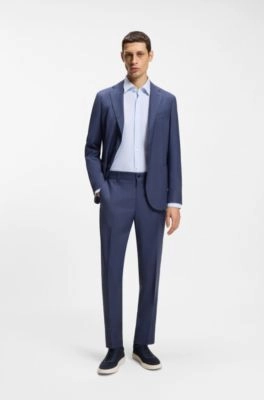 BOSS Printed Slim-fit Shirt In Performance-stretch Jersey - Light Blue