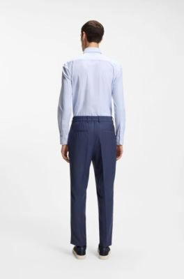 BOSS Printed Slim-fit Shirt In Performance-stretch Jersey - Light Blue