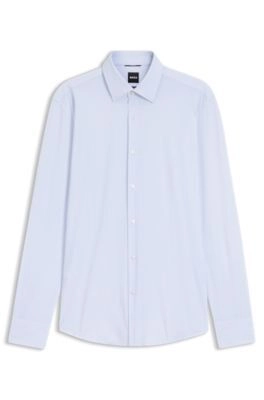 BOSS Printed Slim-fit Shirt In Performance-stretch Jersey - Light Blue
