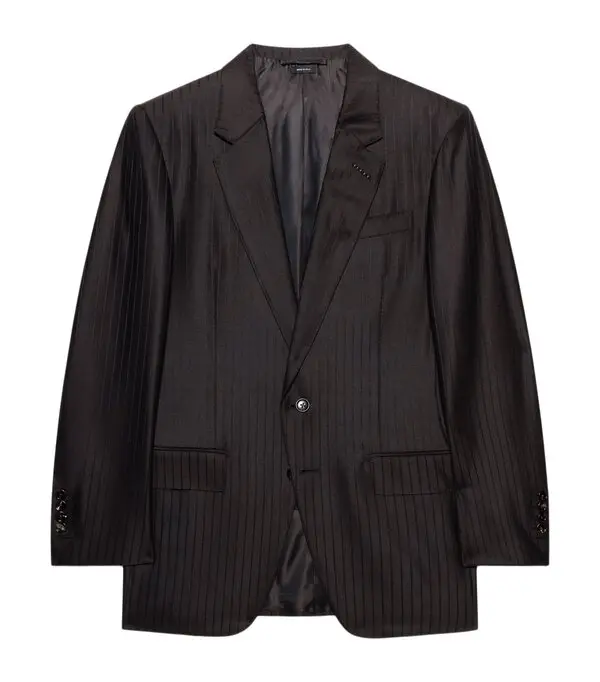 TOM FORD Virgin-wool Pinstripe Colbert Blazer - Brown