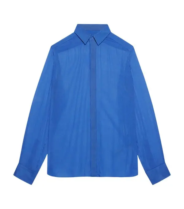 TOM FORD Silk Micro-stripe Shirt - Blue