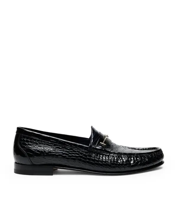 TOM FORD Calf Leather Croc-embossed Oscar Loafers