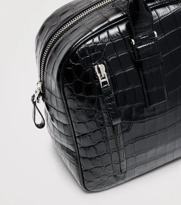 TOM FORD Large Calfskin Croc-embossed Victor Shoulder Bag