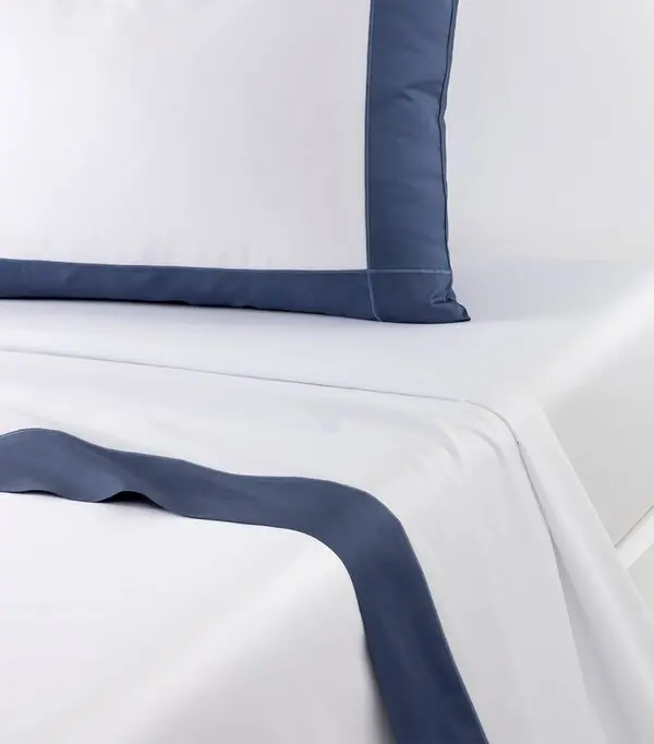 YVES DELORME Apollon Flat Sheet - Blue