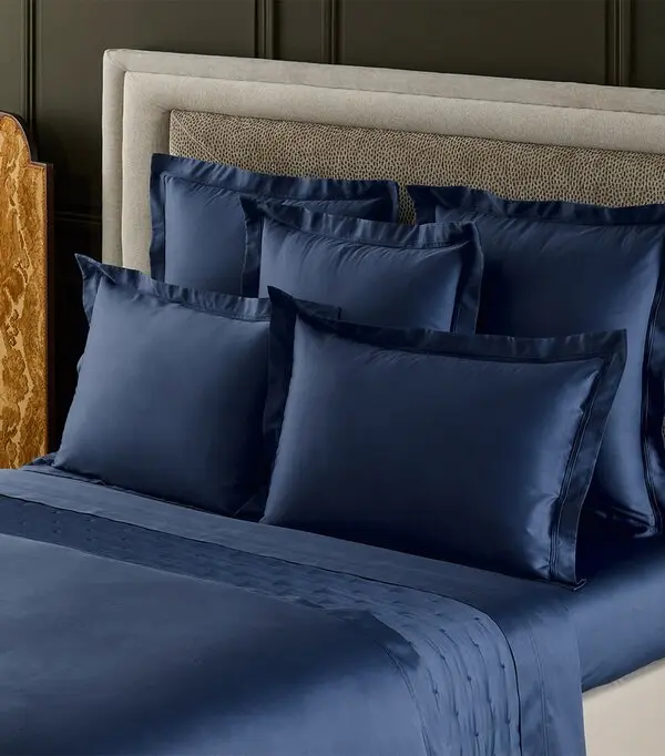 YVES DELORME Triomphe Super King Fitted Sheet - Blue