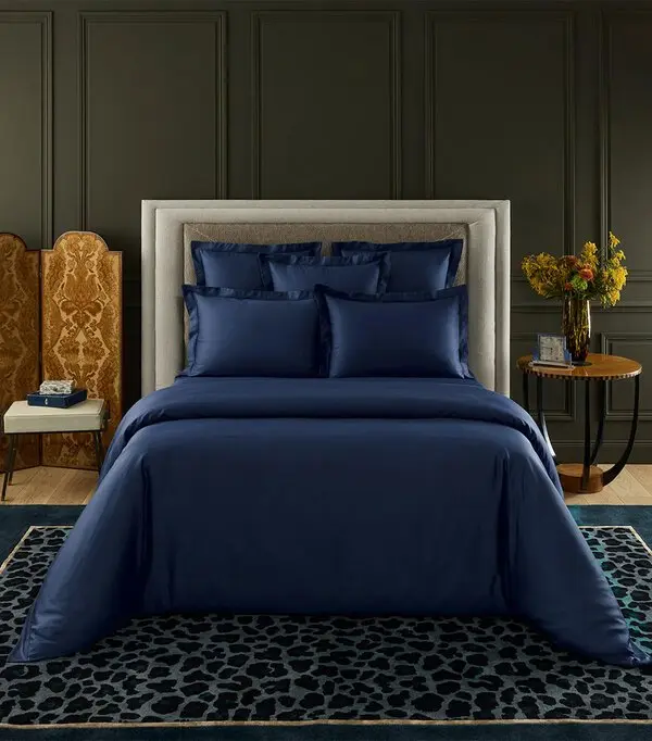 YVES DELORME Triomphe King Fitted Sheet - Blue