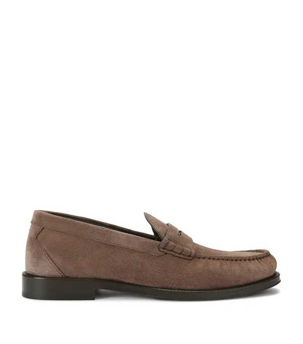 Brunello Cucinelli Suede Penny Loafers - Brown