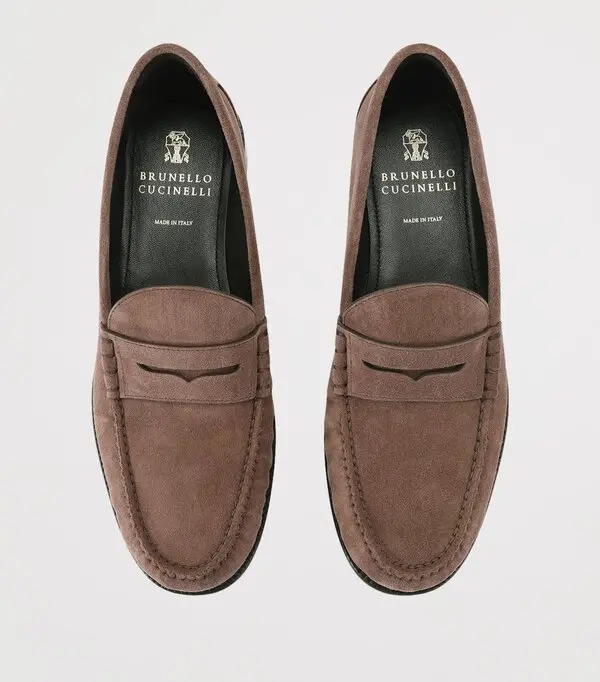 Brunello Cucinelli Suede Penny Loafers