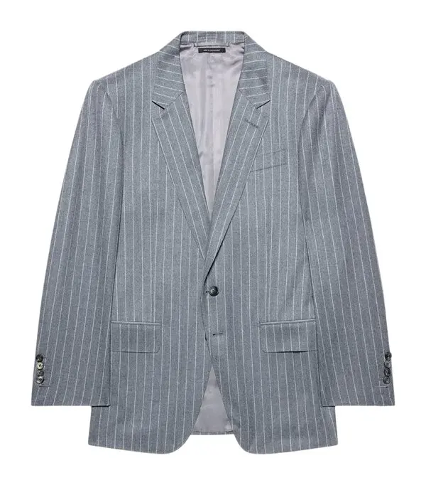 TOM FORD Wool Pinstripe Colbert Blazer - Grey