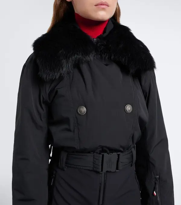 Moncler Belted Shearling-trimmed Ski Suit