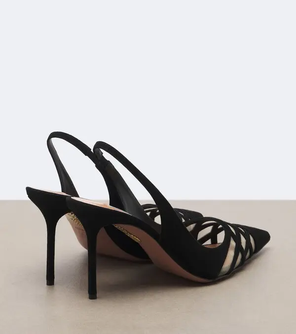 AQUAZZURA Perfect Match Suede Slingback Pumps - Black
