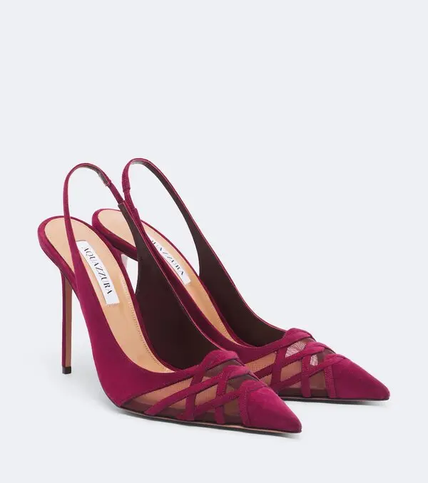 AQUAZZURA Perfect Match Suede Slingback Pumps - Pink