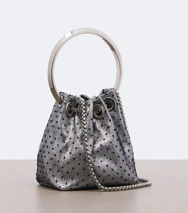 JIMMY CHOO Bon Bon Micro Polka-dot Bucket Bag