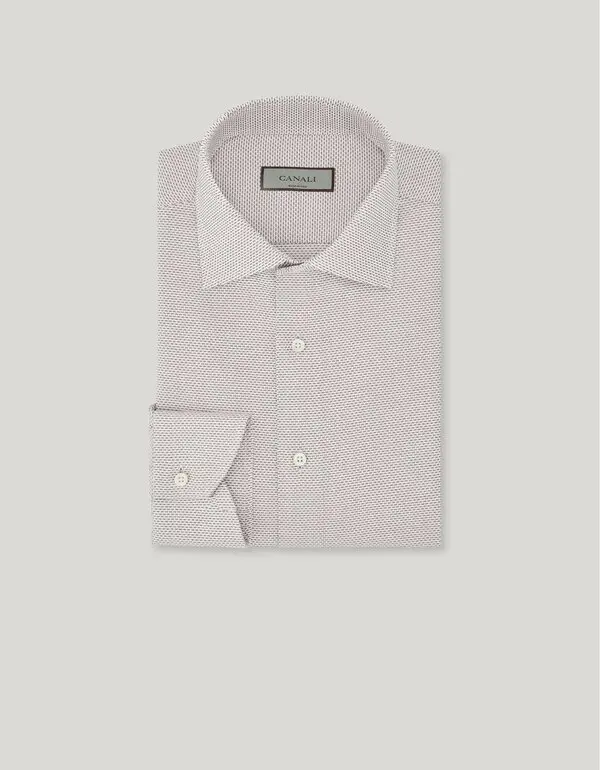 Canali Impeccabile And Burgundy Cotton Twill Regular-fit Shirt