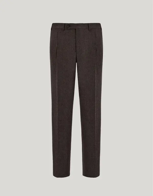 Canali Wool Flannel Regular-fit Tapered Pants