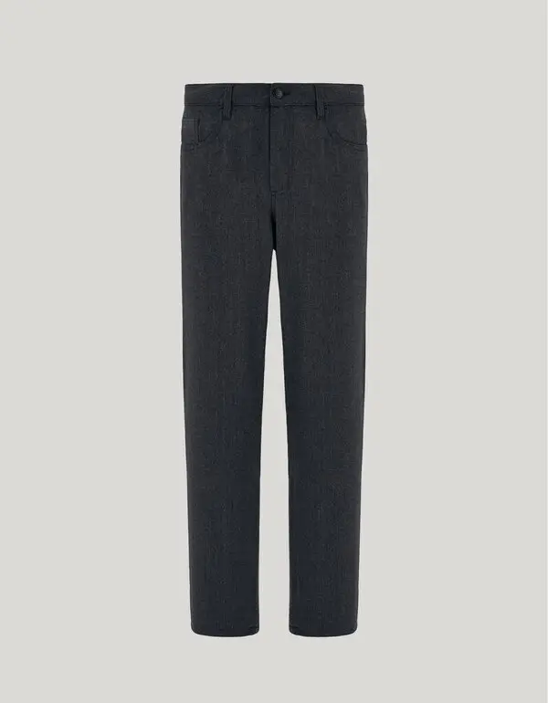 Canali Levante Anthracite Melange Impeccabile Wool Regular-fit Pants