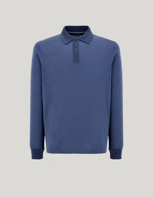Canali Silk And Cotton Jersey Long-sleeved Polo Shirt