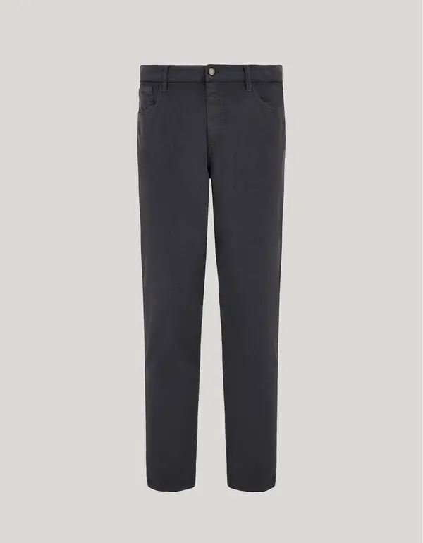 Canali Levante Dark Gray Comfort Cotton Microtwill Regular-fit Pants