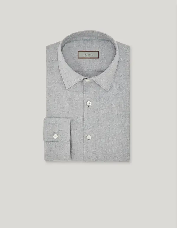 Canali Gray Melange Cotton And Lyocell Regular-fit Shirt
