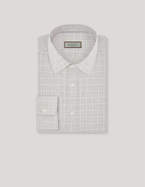 Canali Gray Cotton Check Regular-fit Shirt