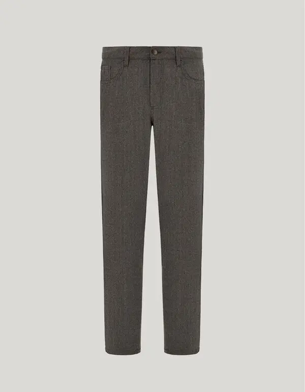 Canali Levante Hazelnut Melange Impeccabile Wool Regular-fit Pants