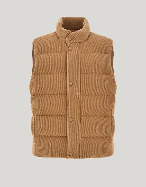 Canali Camel-colored Wool And Camel Corduroy Vest