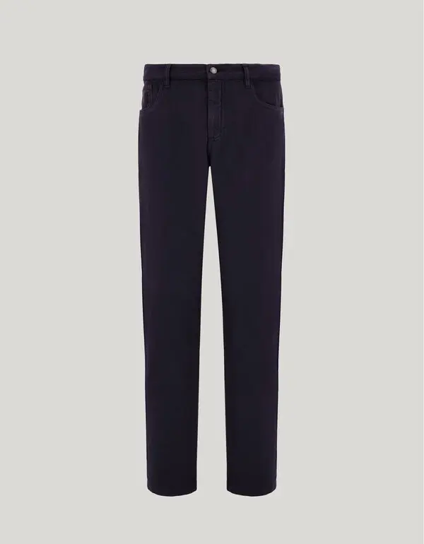 Canali Levante Navy Cotton And Cashmere Gabardine Regular-fit Pants