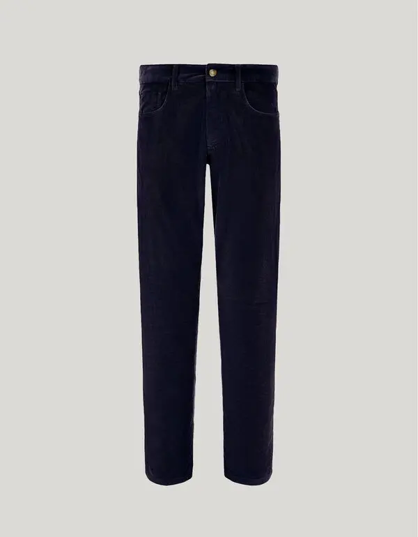 Canali Navy Comfort Cotton Velvet Regular-fit 5-pocket Pants