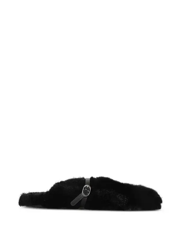 STAND STUDIO Meja Buckle-detail Faux-fur Slippers