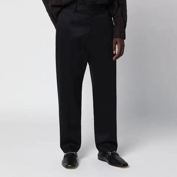 WILLY CHAVARRIA Wool-blend Tailored Trousers With Relaxed Fit - Black