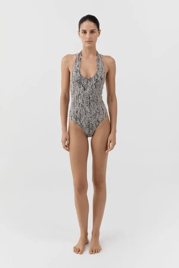 ST. AGNI 90s Halter One Piece - Python