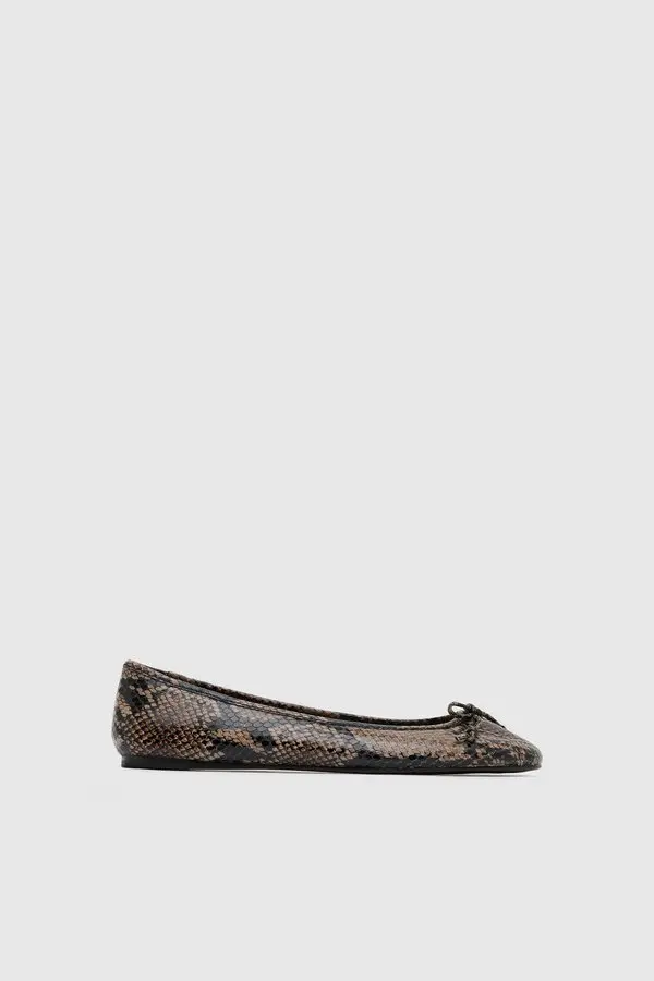 ST. AGNI Bow Ballet Flat - Python Embossed