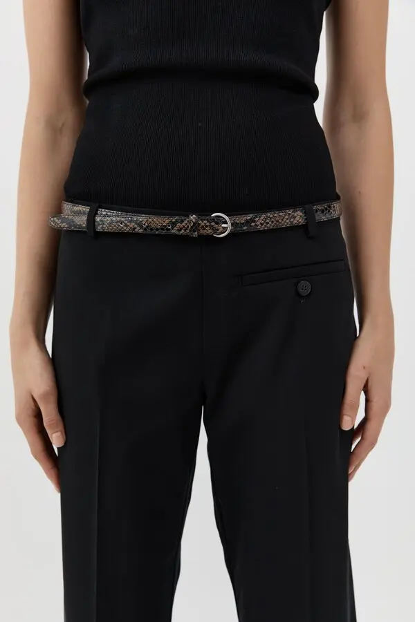 ST. AGNI Minimal Slim Belt - Python Embossed