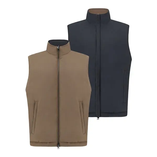 Paul & Shark Reversible Gilet In Typhoon® Platinum - Walnut/dama Blue