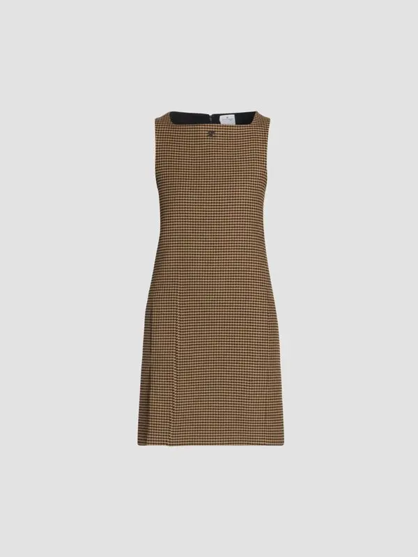 COURREGES Houndstooth Twill Slit Mini Dress