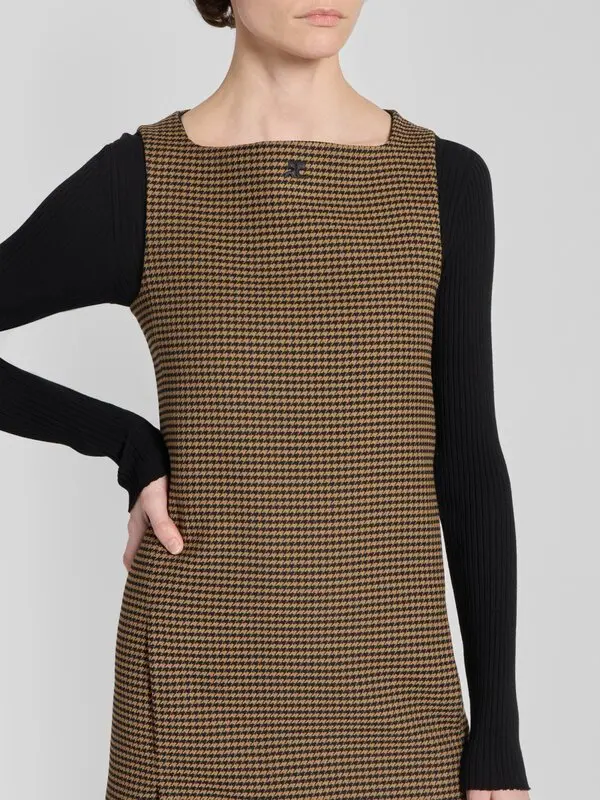 COURREGES Houndstooth Twill Slit Mini Dress