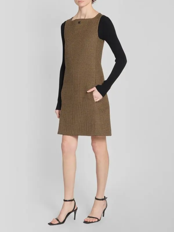 COURREGES Houndstooth Twill Slit Mini Dress