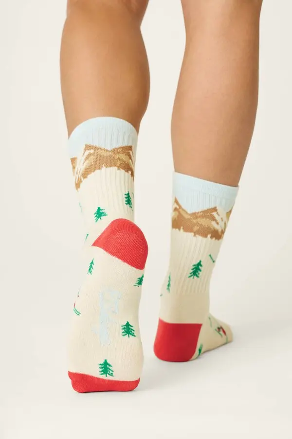 PJ Salvage Snowy Mountainscape Crew Socks