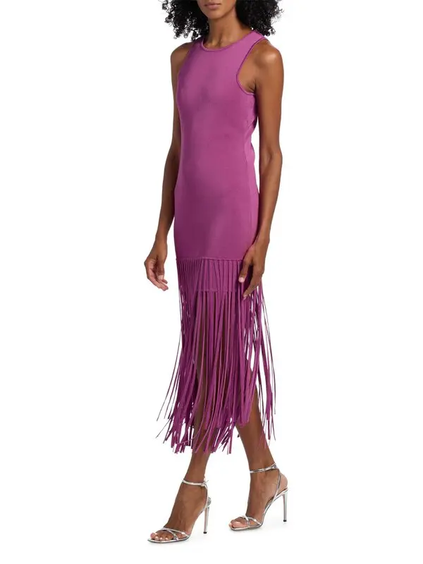 TOCCIN Margaux Fringe-accented Midi-dress